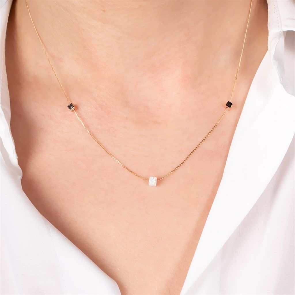 Colier Tennis Aur 14K NNN22 - Bianco Nero