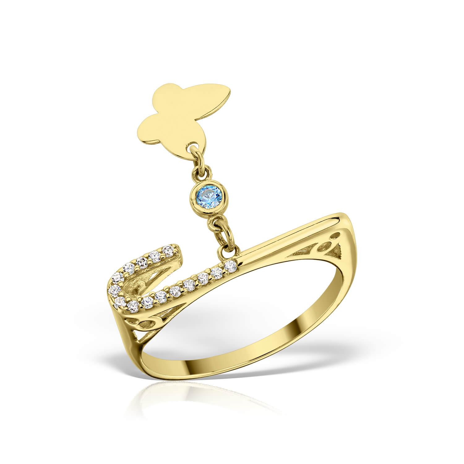 Inel Fluturas Aur 14K I-44 - Bianco Nero