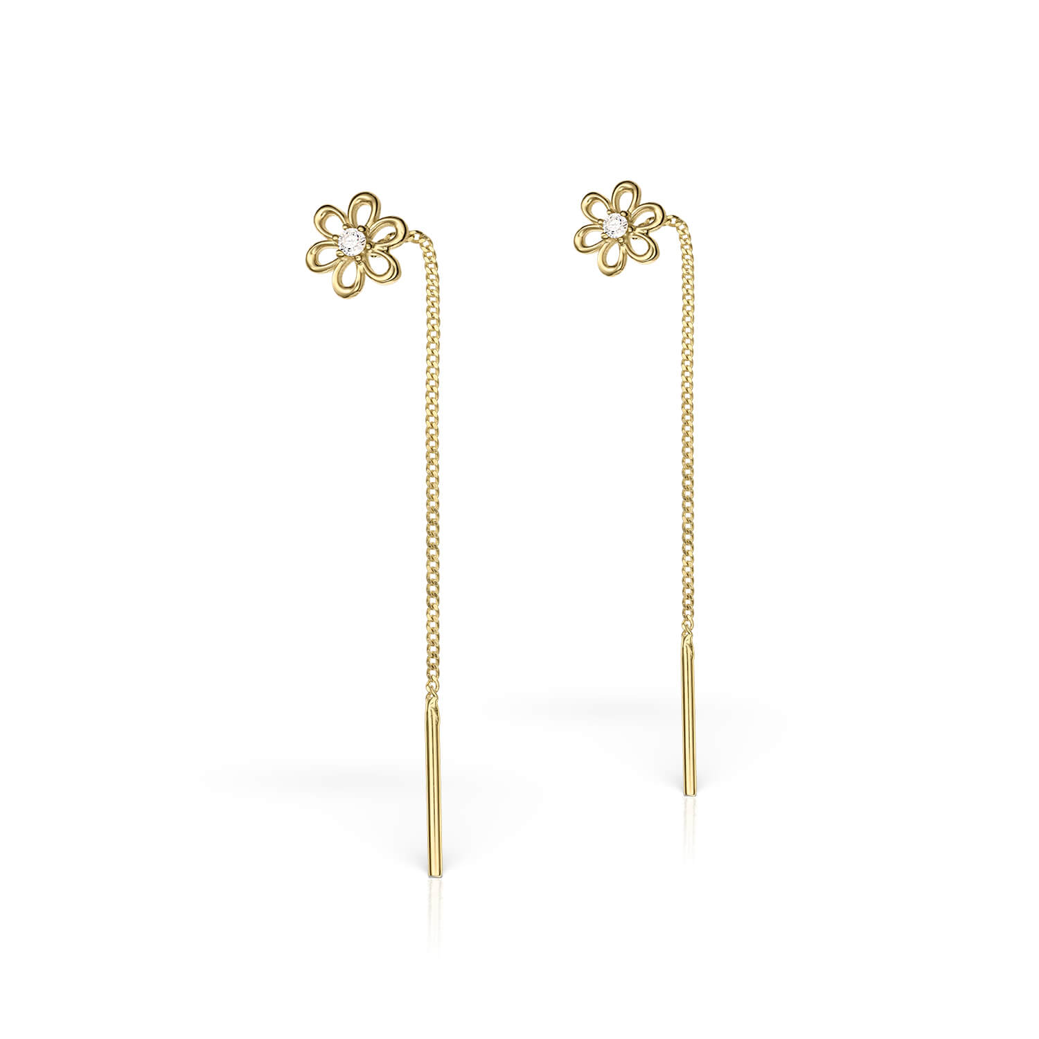 Cercei Floare Aur 14K C-73 - Bianco Nero