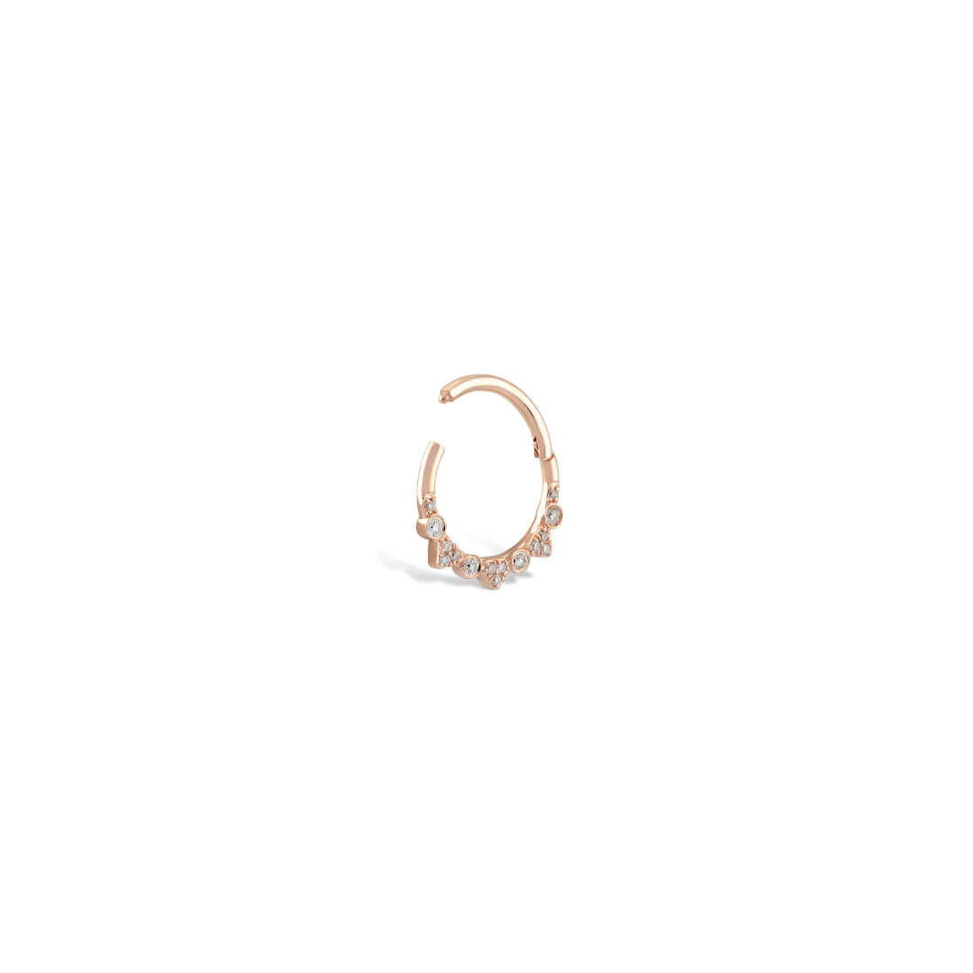 Piercing Ureche Hoop Aur 14K PCXE0298-CZ - Bianco Nero